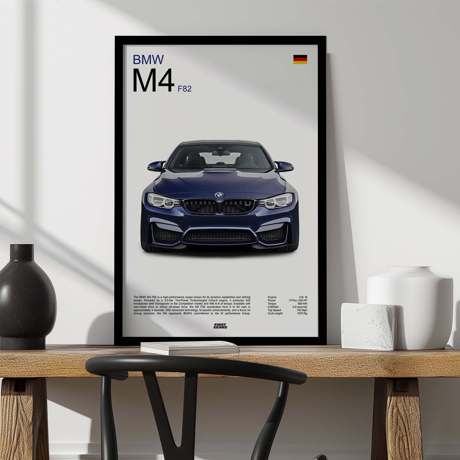 BMW M4 F82 Poster, German Supercar Wall Art Print, Luxury Car Wall Art ...