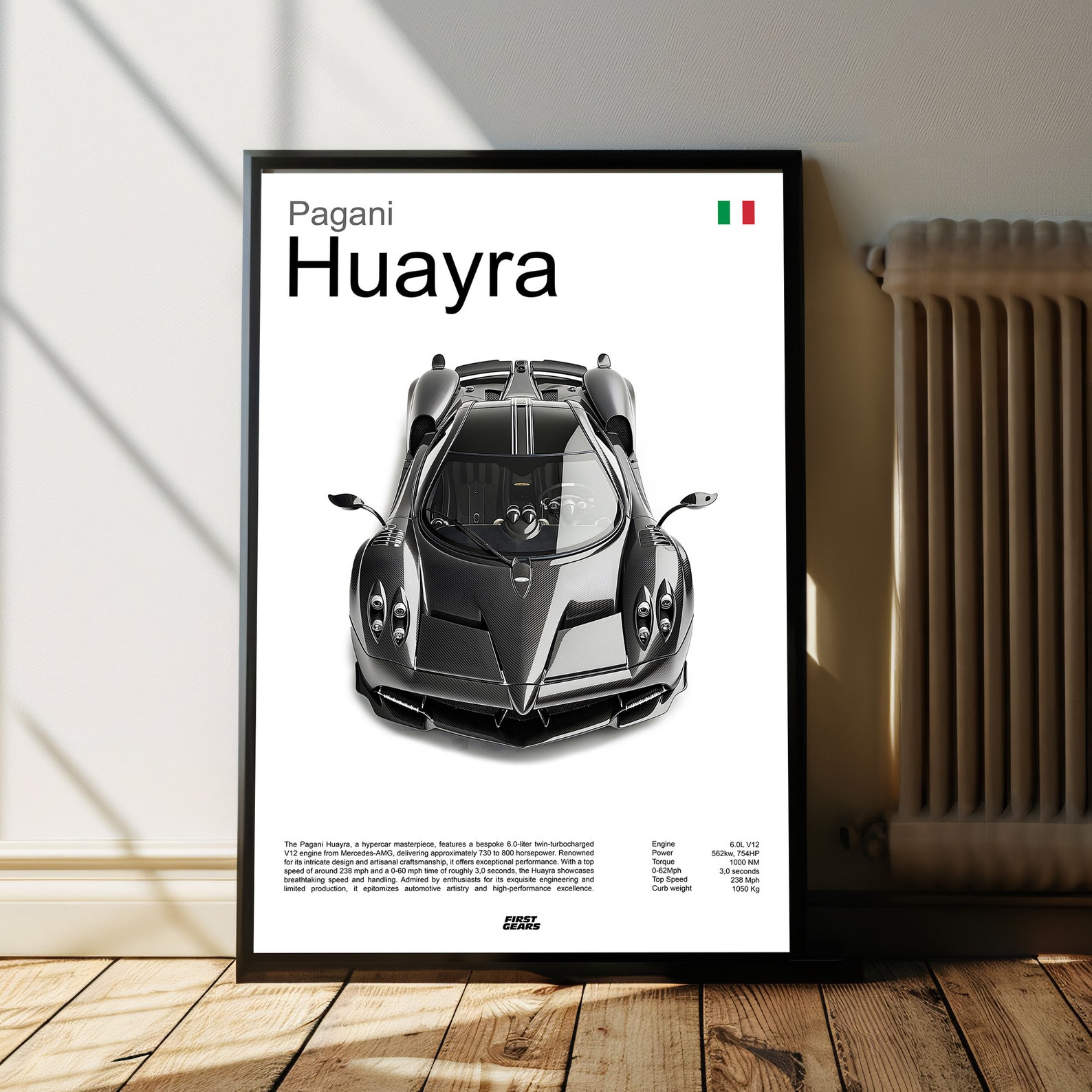 Pagani Huayra Italian Hypercar Wall Art, Automotive Decor, Sports Car ...