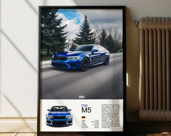 BMW M5 CS Poster, German Supercar Wall Art Print, Luxury Car Wall Art ...