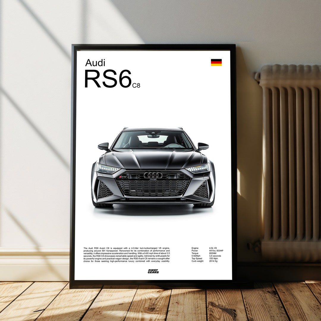 Audi RS6 C8 Poster, German Supercar Wall Art Print, Luxury Car Wall Art ...