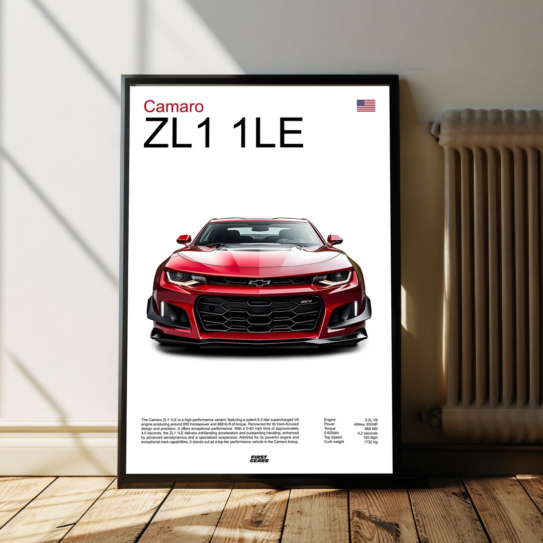 Camaro ZL1 1LE Poster, American Musclecar Wall Art Print, Luxury Car ...