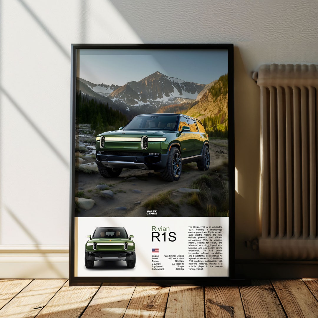Rivian R1S Poster, American Electric SUC Wall Art Print, Luxury Car ...
