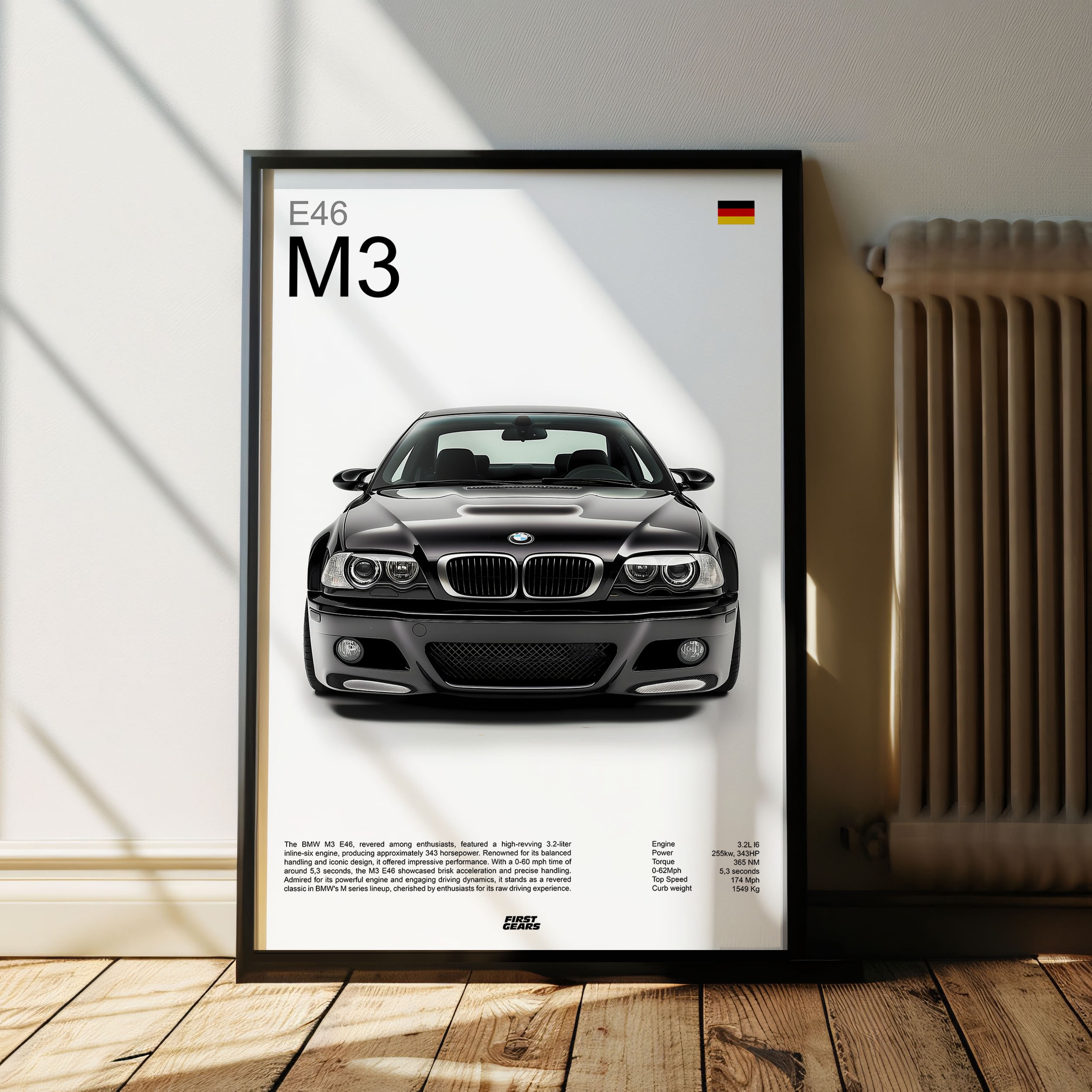 BMW M3 E46 Poster, German Supercar Wall Art Print, Luxury Car Wall Art ...