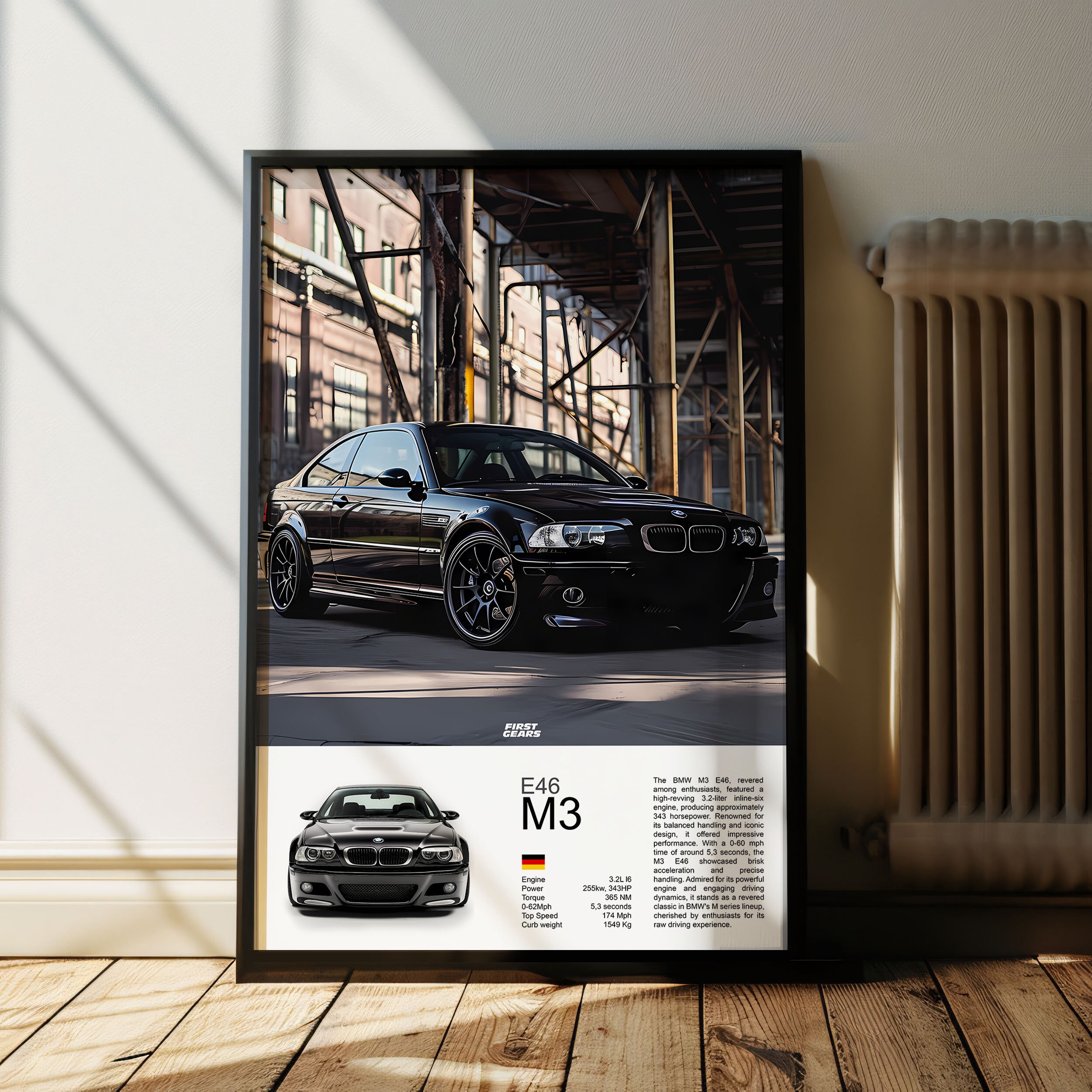 BMW M3 E46 Poster, German Supercar Wall Art Print, Luxury Car Wall Art ...