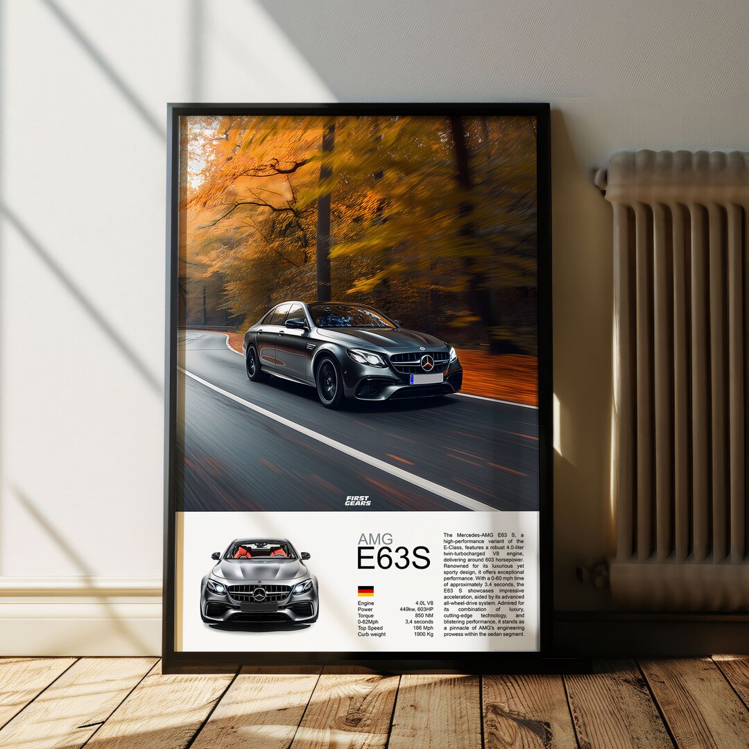 Mercedes AMG E63s Poster, German Supercar Wall Art Print, Luxury Car ...