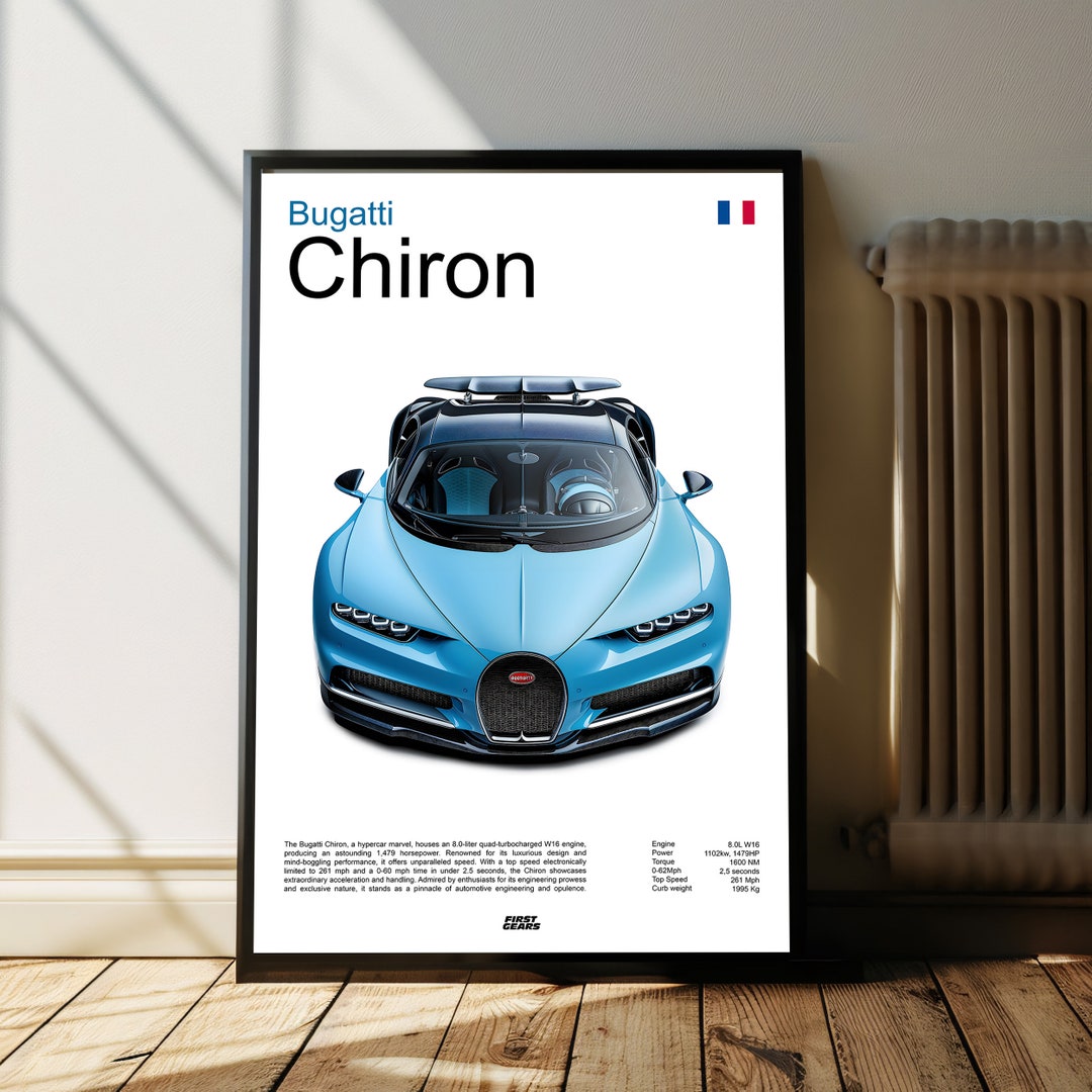 Bugatti Chiron French Hypercar Wall Art, Automotive Decor, Sports Car ...