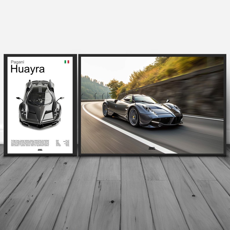 Pagani Huayra Italian Hypercar Wall Art, Automotive Decor, Sports Car ...