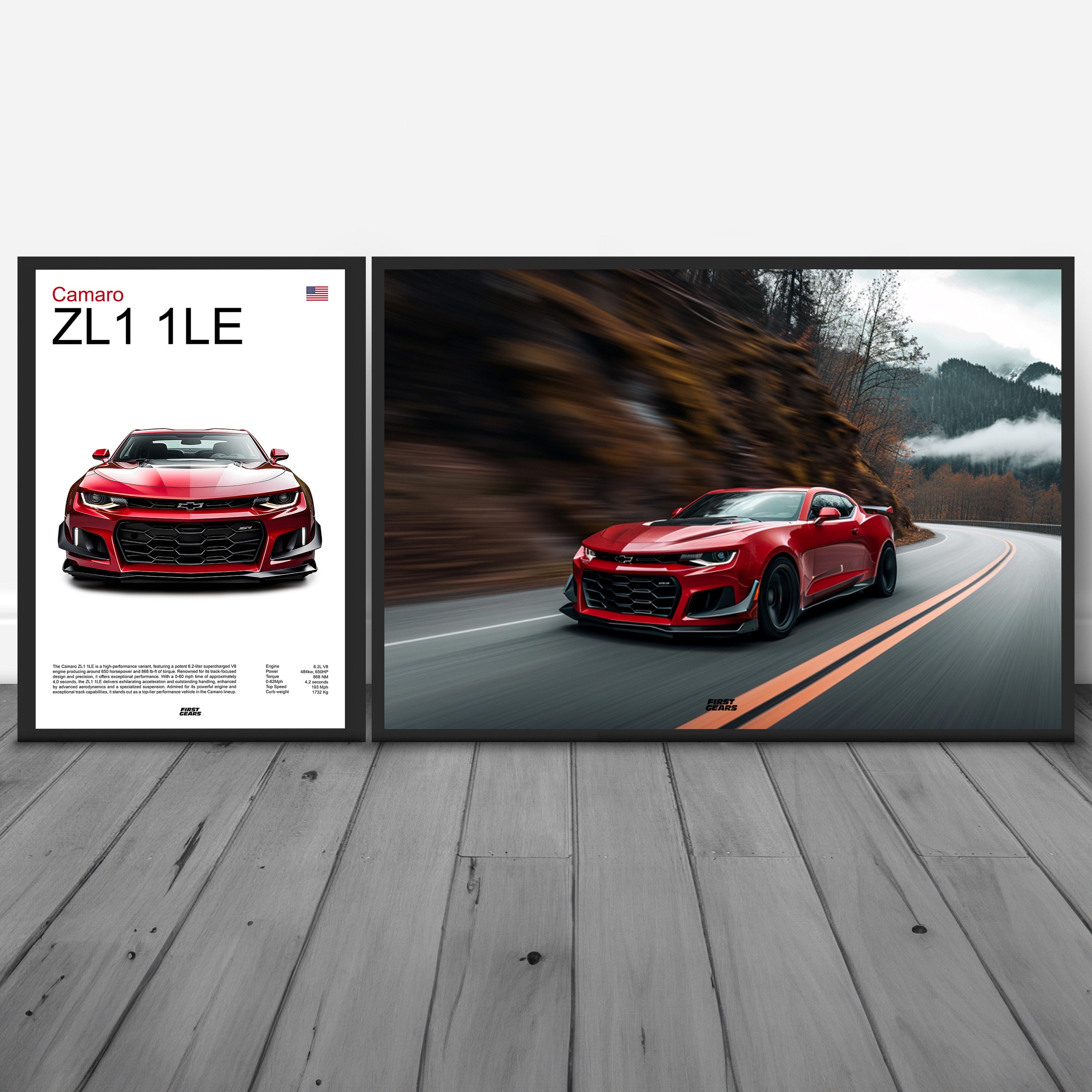 Camaro ZL1 1LE Poster, American Musclecar Wall Art Print, Luxury Car ...