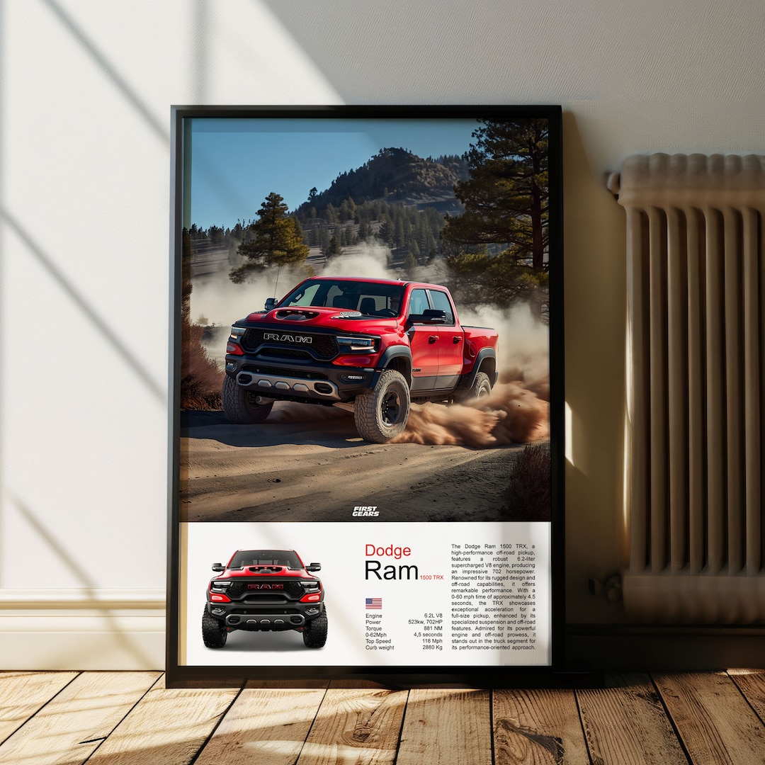 Dodge RAM 1500 TRX Poster, American Offroad Car Wall Art Print, Luxury ...