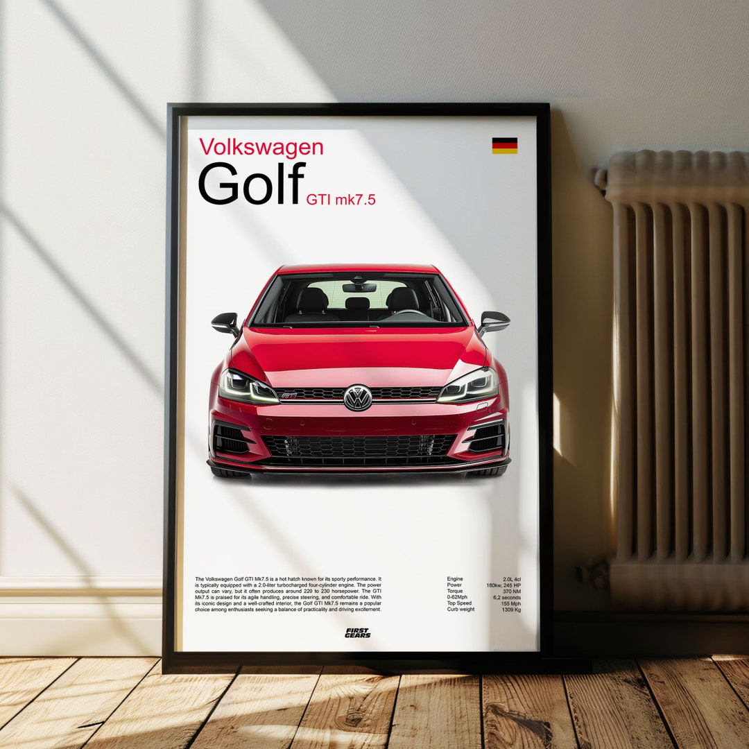 Volkswagen Golf Mk7.5, German Car Wall Art Print, Luxury Car Wall Art ...