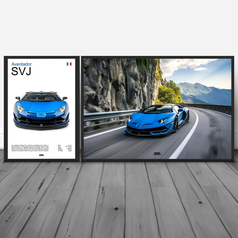 Lamborghini Aventador SVJ Poster, Italian Supercar Wall Art Print ...