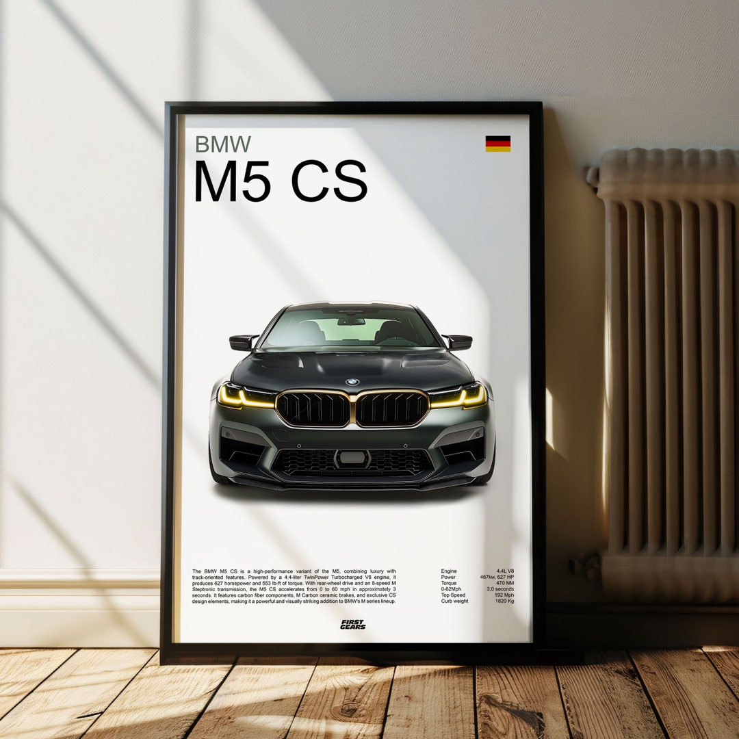 BMW M5 CS Poster, German Supercar Wall Art Print, Luxury Car Wall Art ...