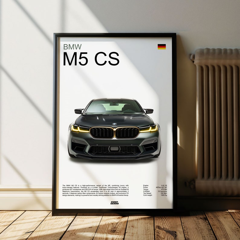 BMW M5 CS Poster, German Supercar Wall Art Print, Luxury Car Wall Art ...