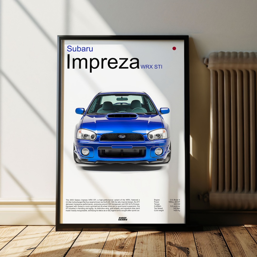 Subaru Impreza WRX STI Poster, Japanese Classic Supercar Wall Art Print, Luxury Rallycar Wall ...