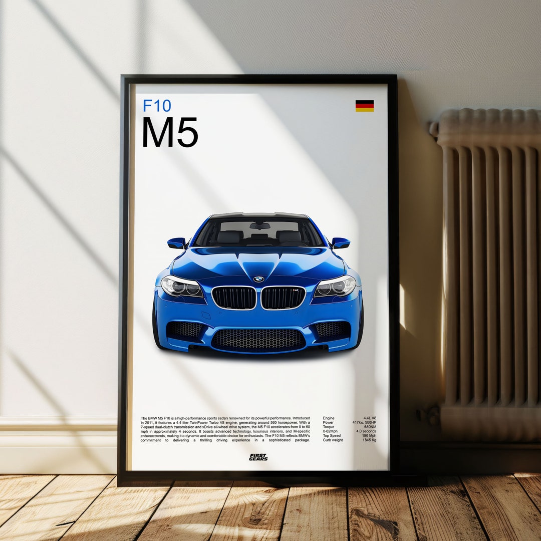 BMW M5 F10 Poster, German Supercar Wall Art Print, Luxury Car Wall Art ...