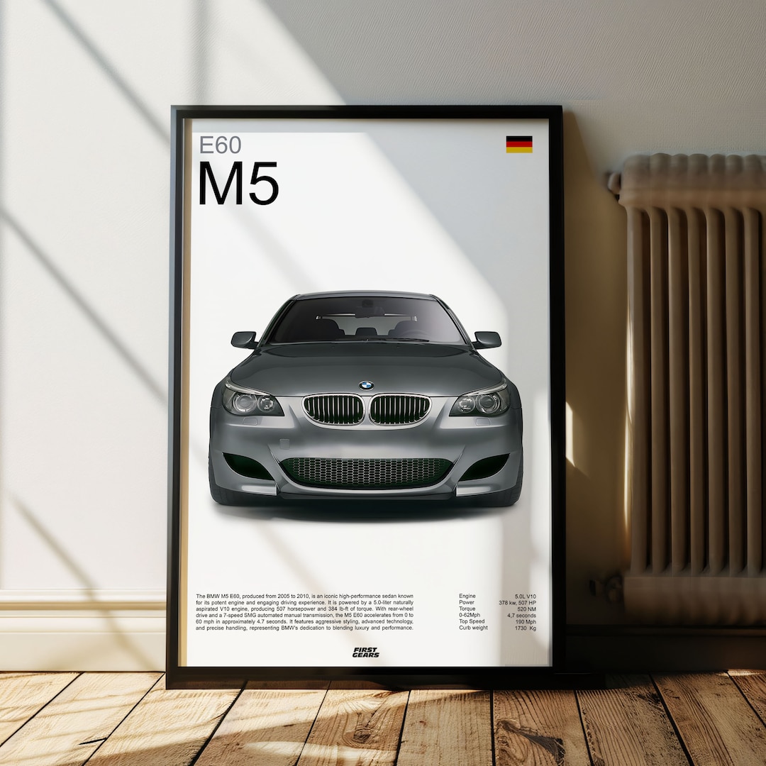BMW M5 E60 Poster, German Supercar Wall Art Print, Luxury Car Wall Art ...