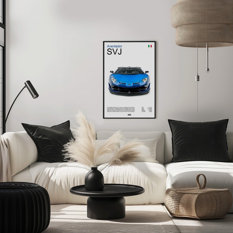 Lamborghini Aventador SVJ Poster, Italian Supercar Wall Art Print ...