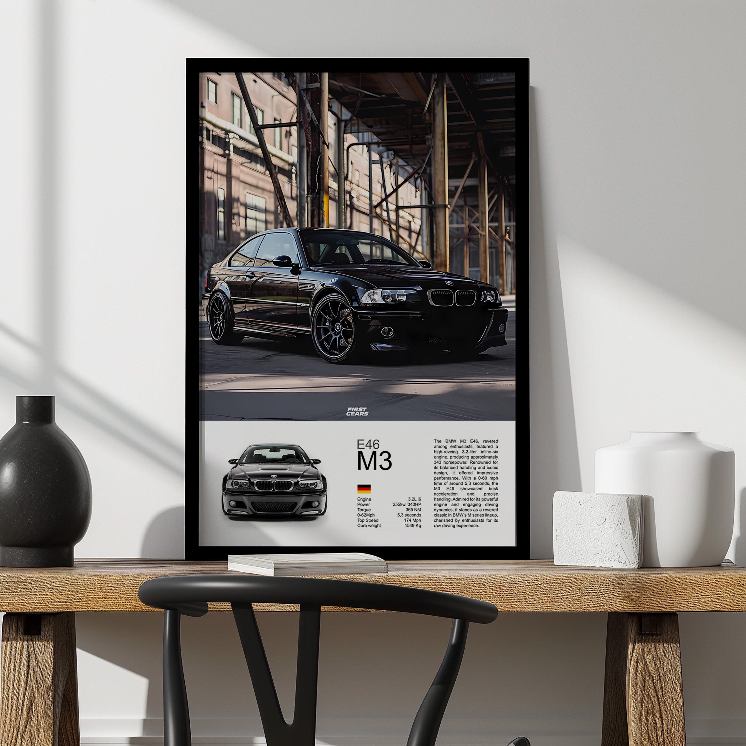 BMW M3 E46 Poster, German Supercar Wall Art Print, Luxury Car Wall Art ...