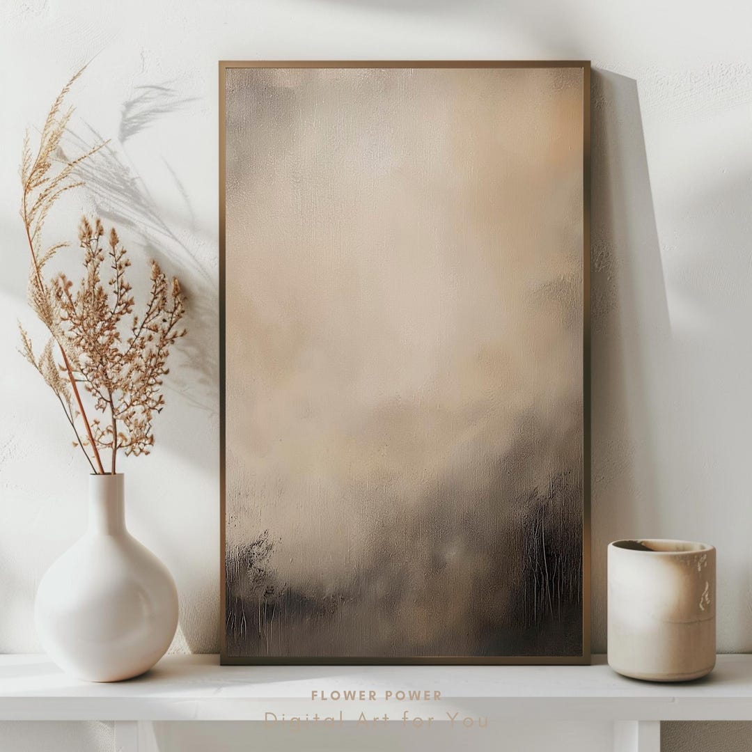Neutral Abstract Landscape Print: Japandi Earthy Tone Wall Art (digital ...