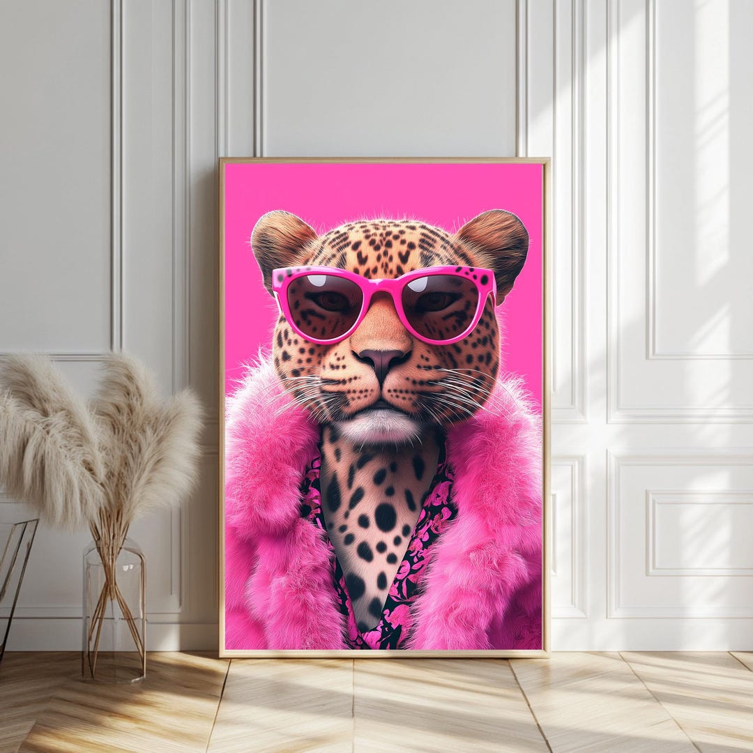 Pink Leopard Art Print: Eclectic Maximalist Fashion (digital Download ...