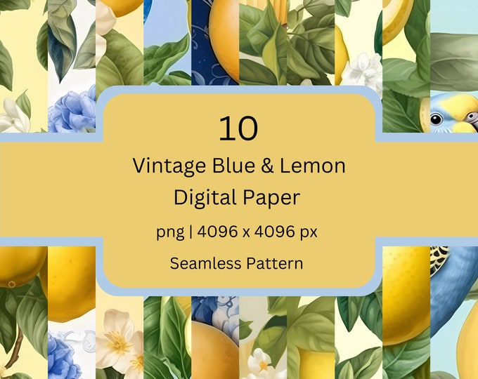 Digital Paper | Vintage Lemon | Seamless Pattern | Wallpaper - Etsy