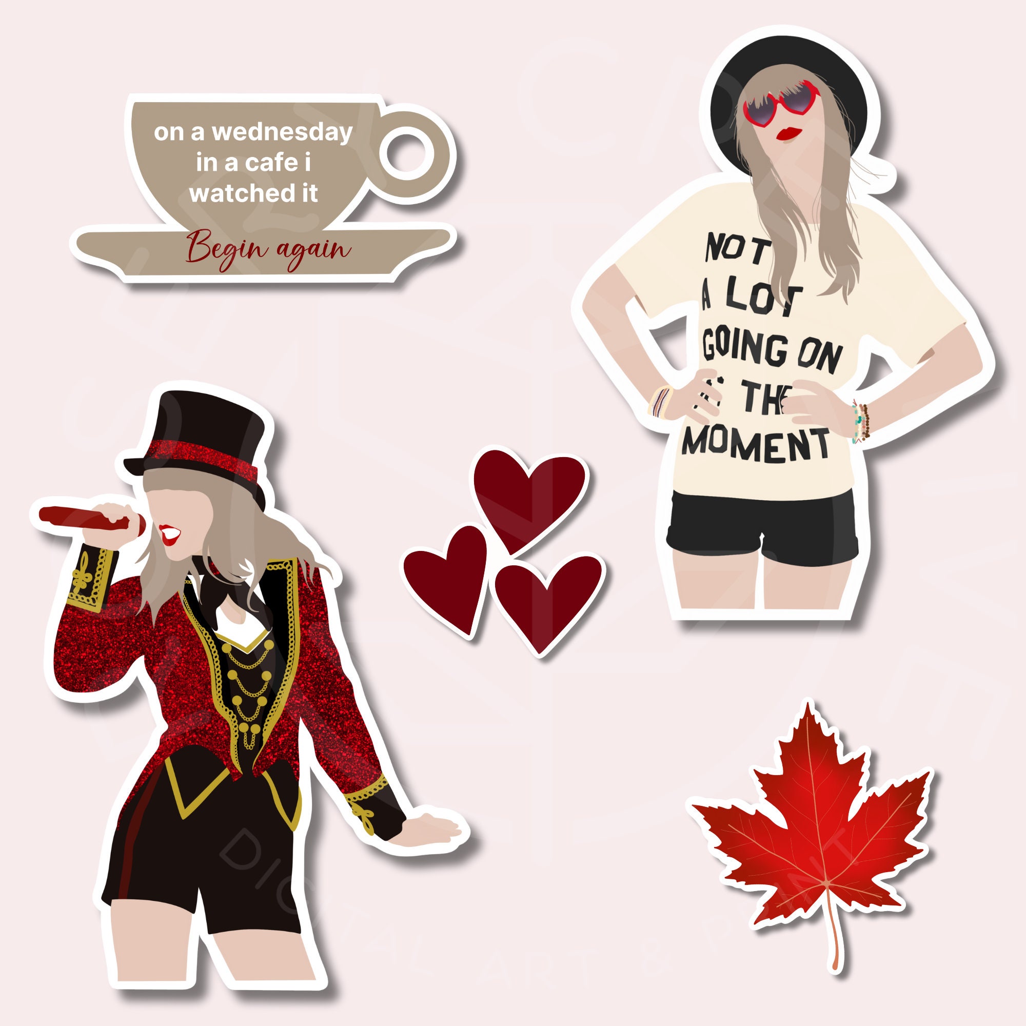 20 Pieces Taylor Swift Inspired Sticker Bundle Red Png - Etsy