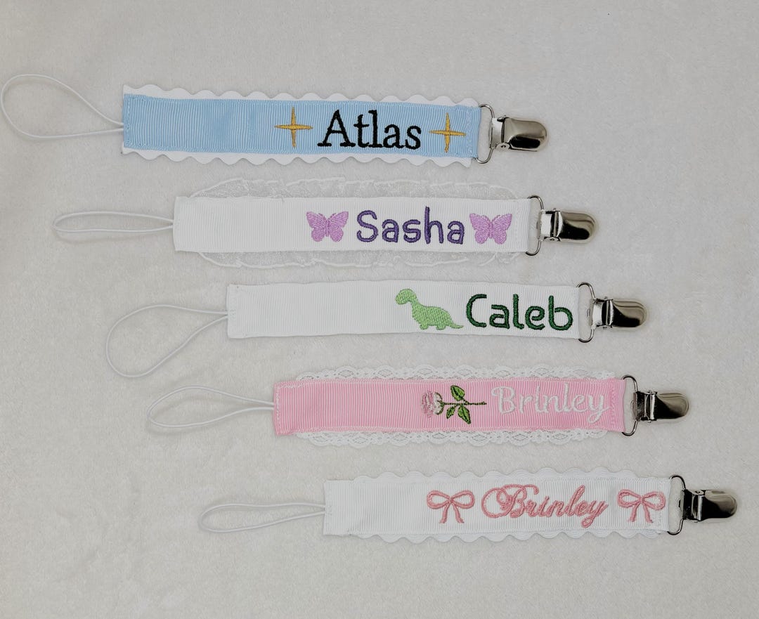 Custom Embroidered Pacifier Clip, Baby Gift, Baby Shower Gift ...