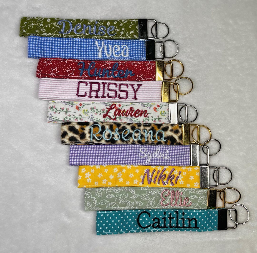 Custom Embroidered Wristlet Keychain: Personalized Patterned Lanyard - Etsy