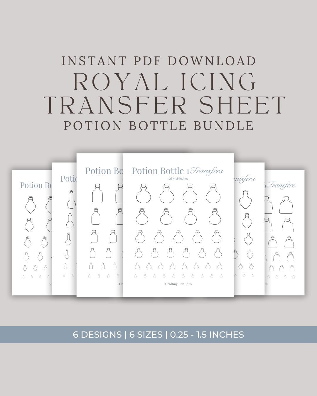 Potion Bottles and Vials Royal Icing Transfer Sheets Bundle (6 Designs ...