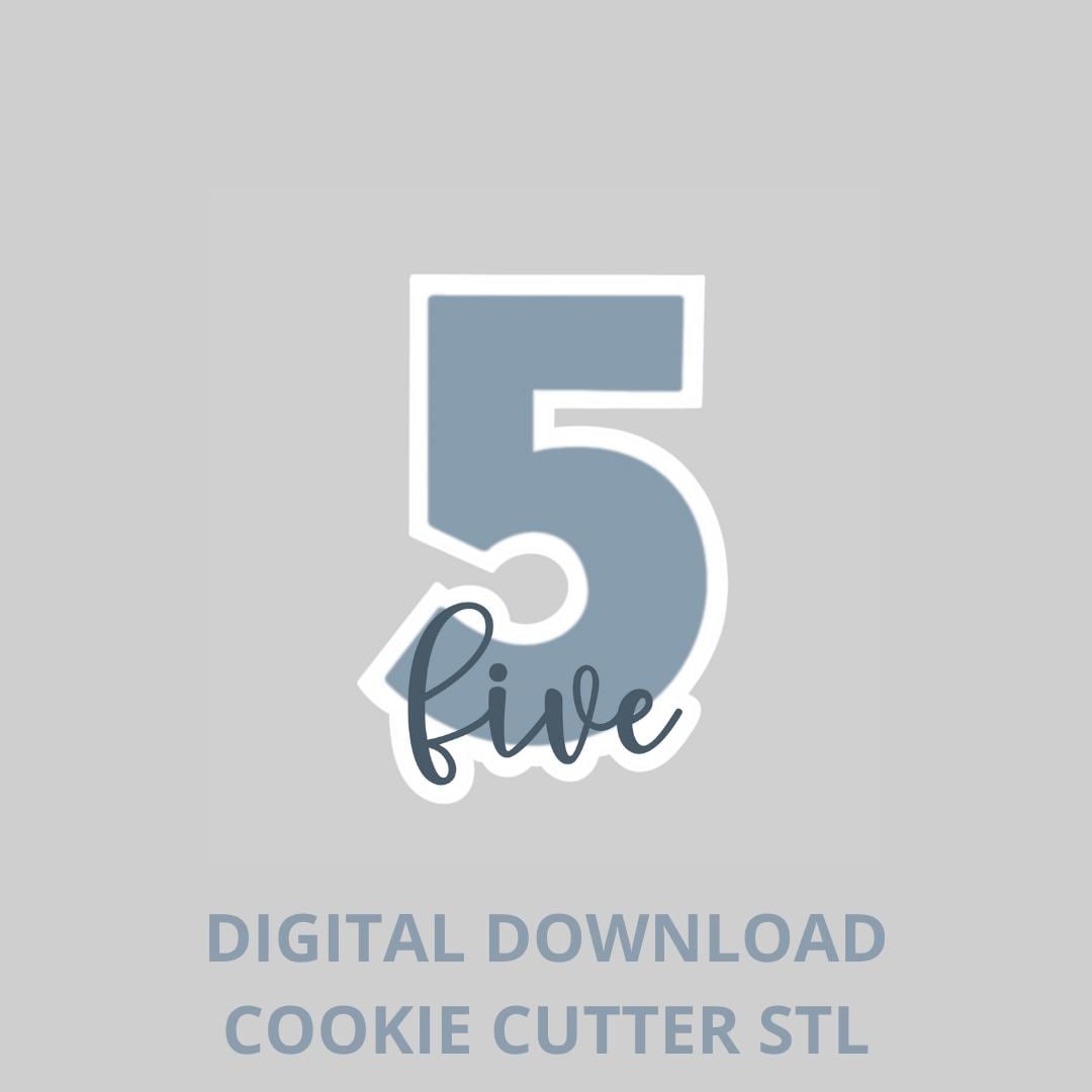 Cursive Number 5 (five) Cookie Cutter (3 Sizes) - Digital Download STL ...