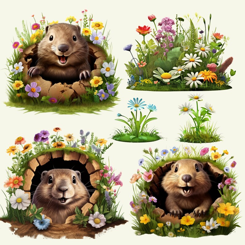 Groundhog Clipart Pack Canva Use Clipart Commercial Use Groundhogs Day ...