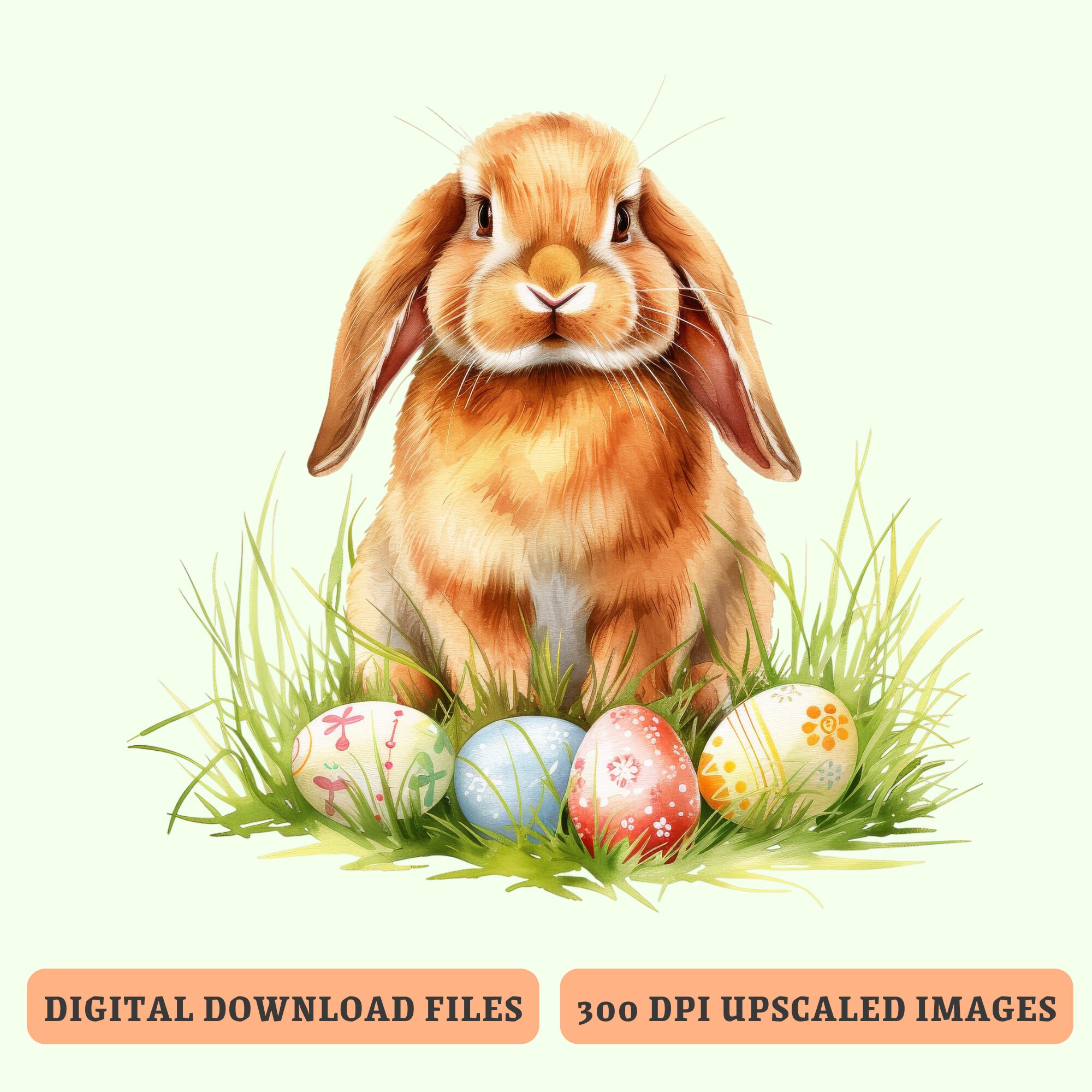 Easter Watercolor Bunny Clipart Pack Canva Use Commercial Use ...