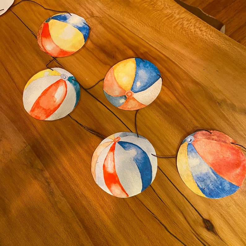 Beach Ball Let's Have a Ball Birthday Party Banner Garland Watercolor ...