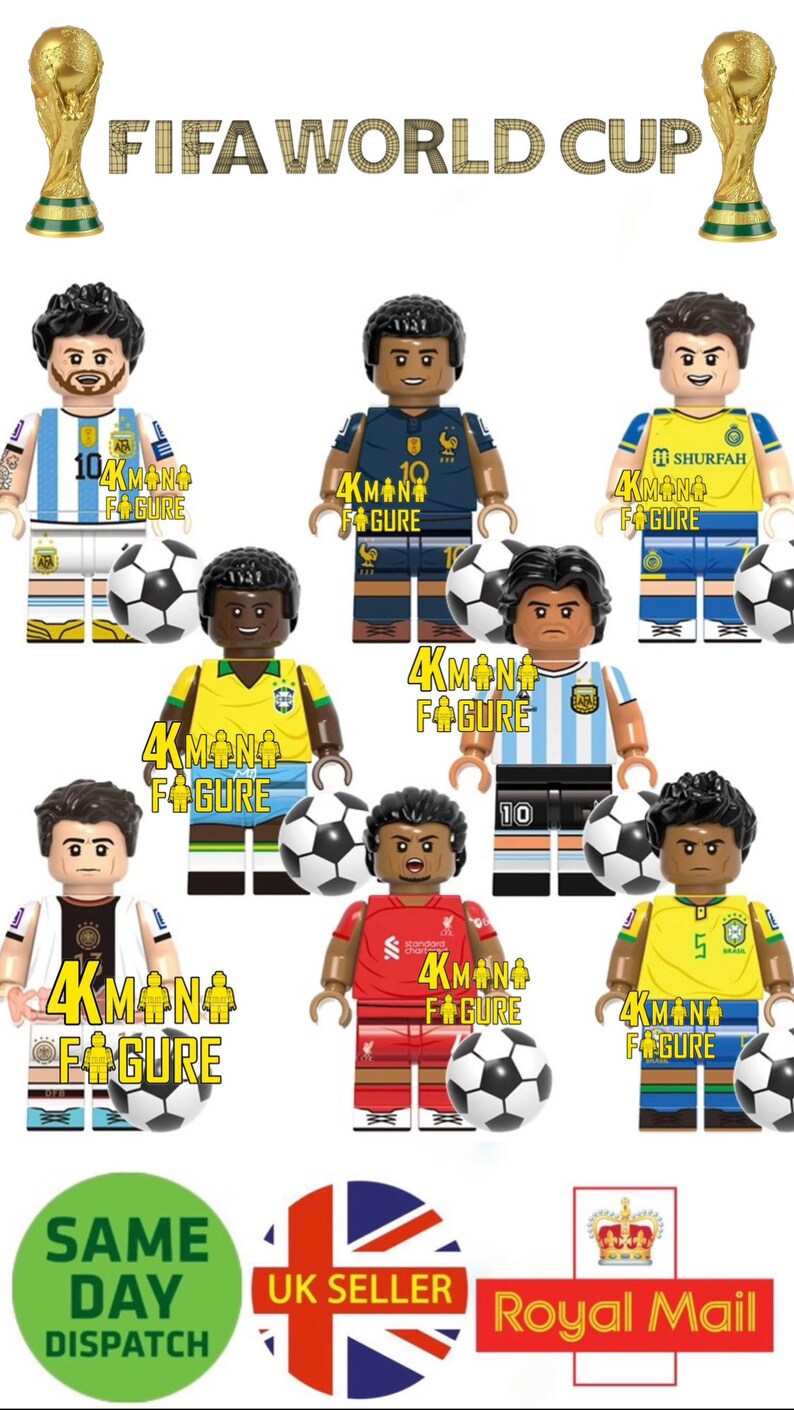 Football Minifigure World Cup Euros Custom Figure CR7 Messi Goat Soccer ...