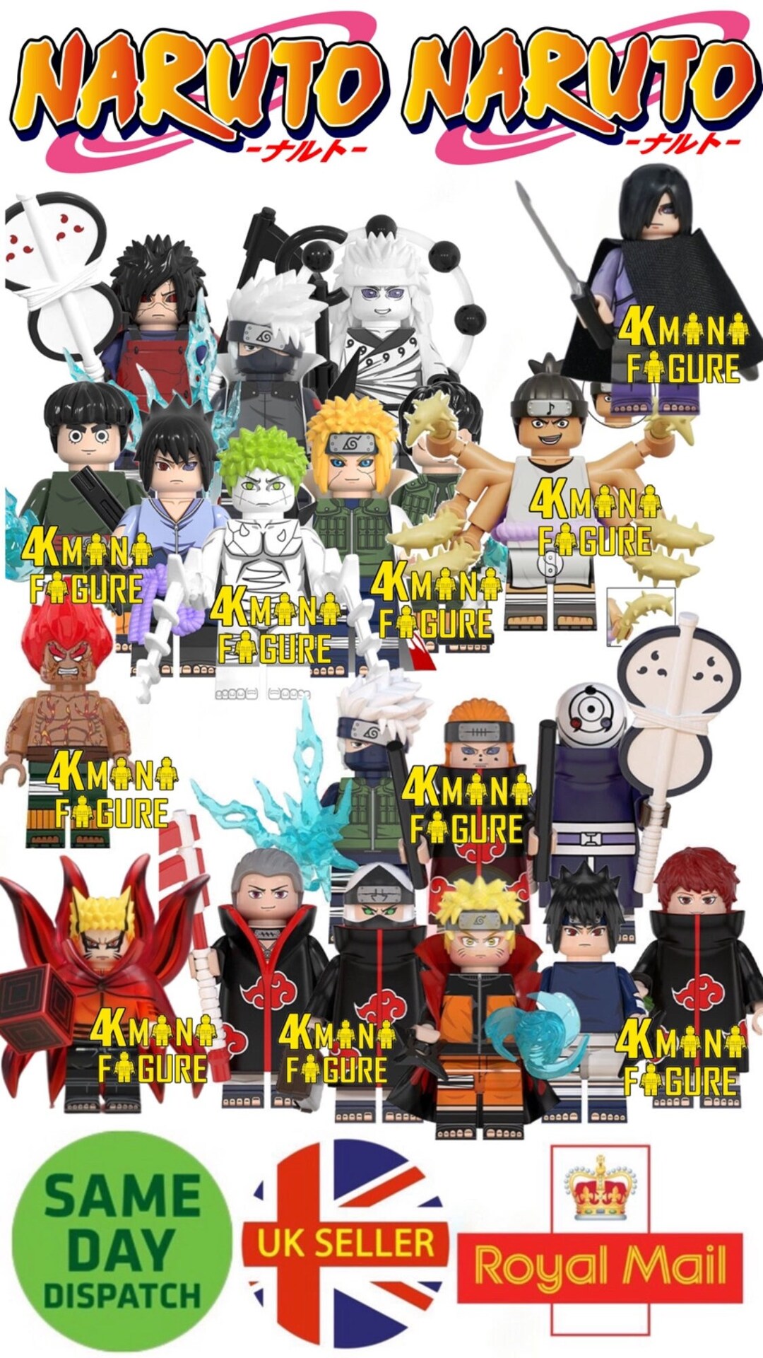 Naruto Minifigure Custom Figure Anime Baryon Sage Hokage Kakashi ...