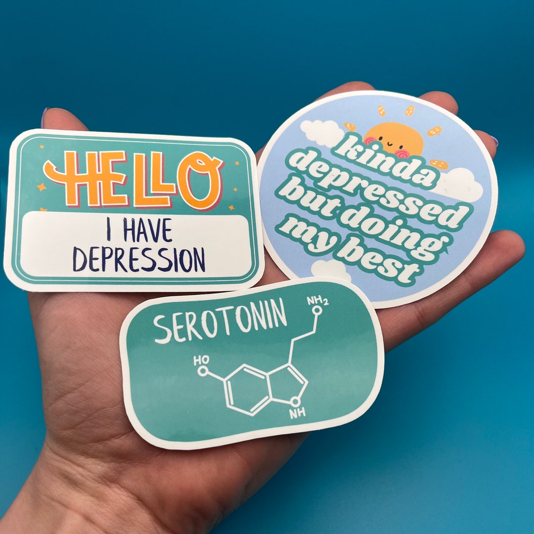 Depression Bumper Sticker Pack Mental Health, Sarcastic, Funny Macbook ...