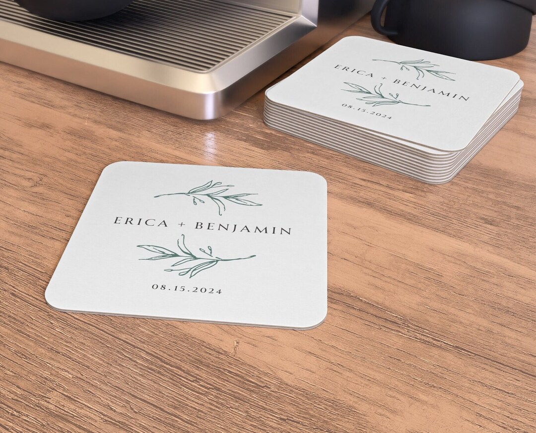 Set of 50 or 100 Custom Coasters Wedding Gifts Bulk Party Favors ...