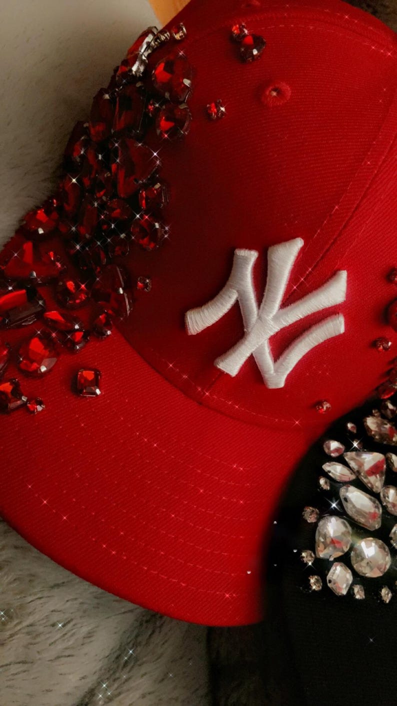 Customized Jeweled Scarlet Red Yankee Cap - Etsy