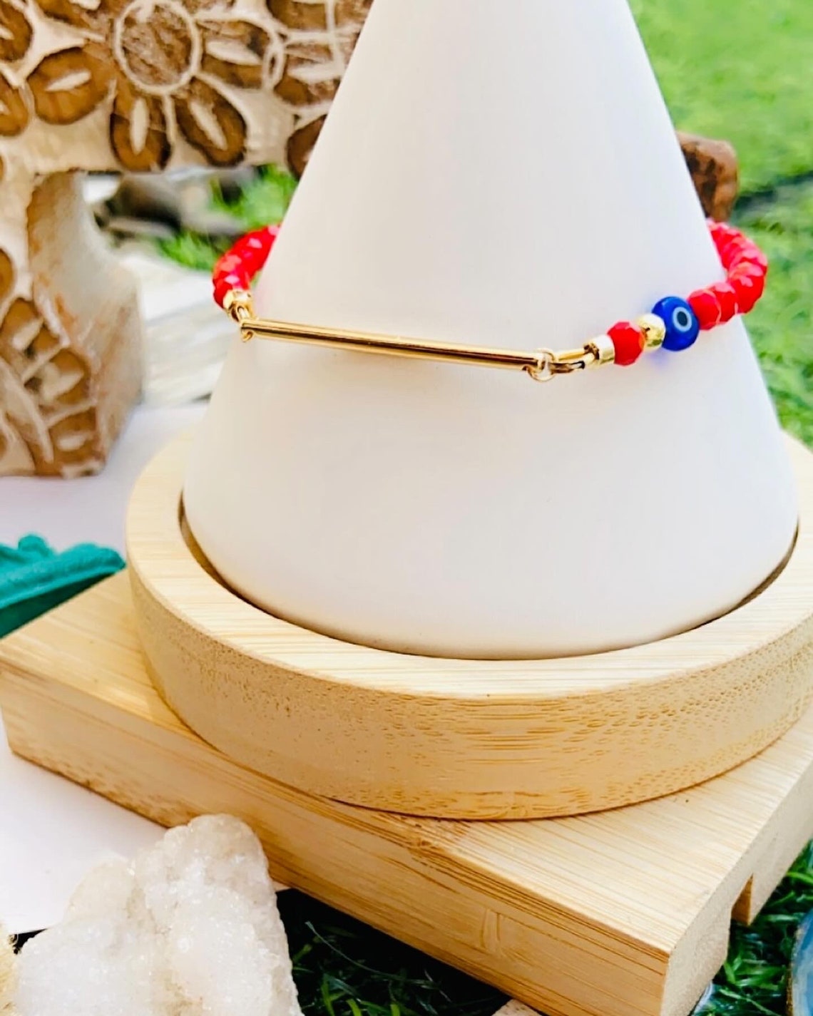 Mother of Pearl Shell Evil Eye Charm or Gold Charm Bar With Blue Glass ...