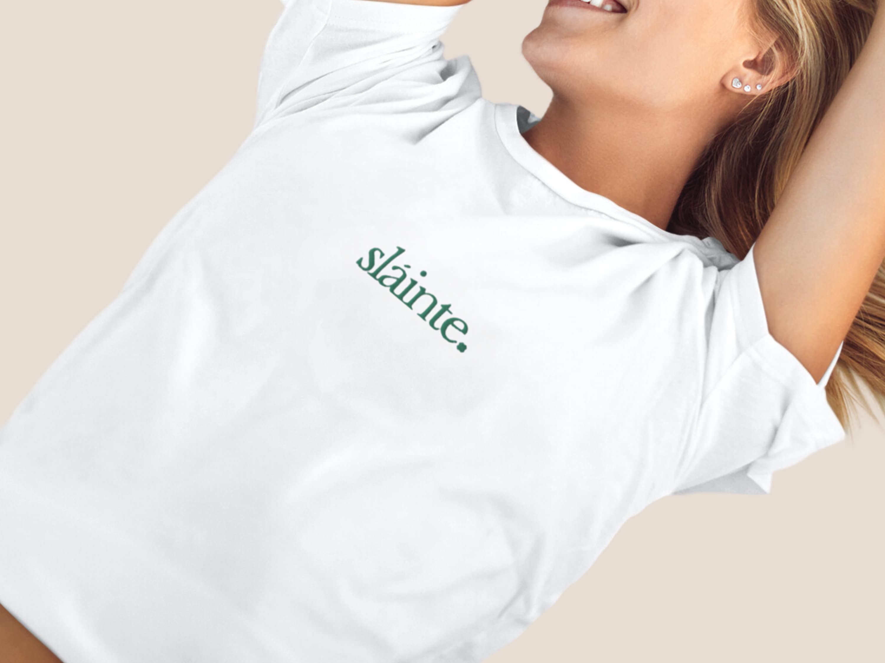 Minimalist Slainte Embroidered Crop Top Tee St Patrick's Day Irish ...