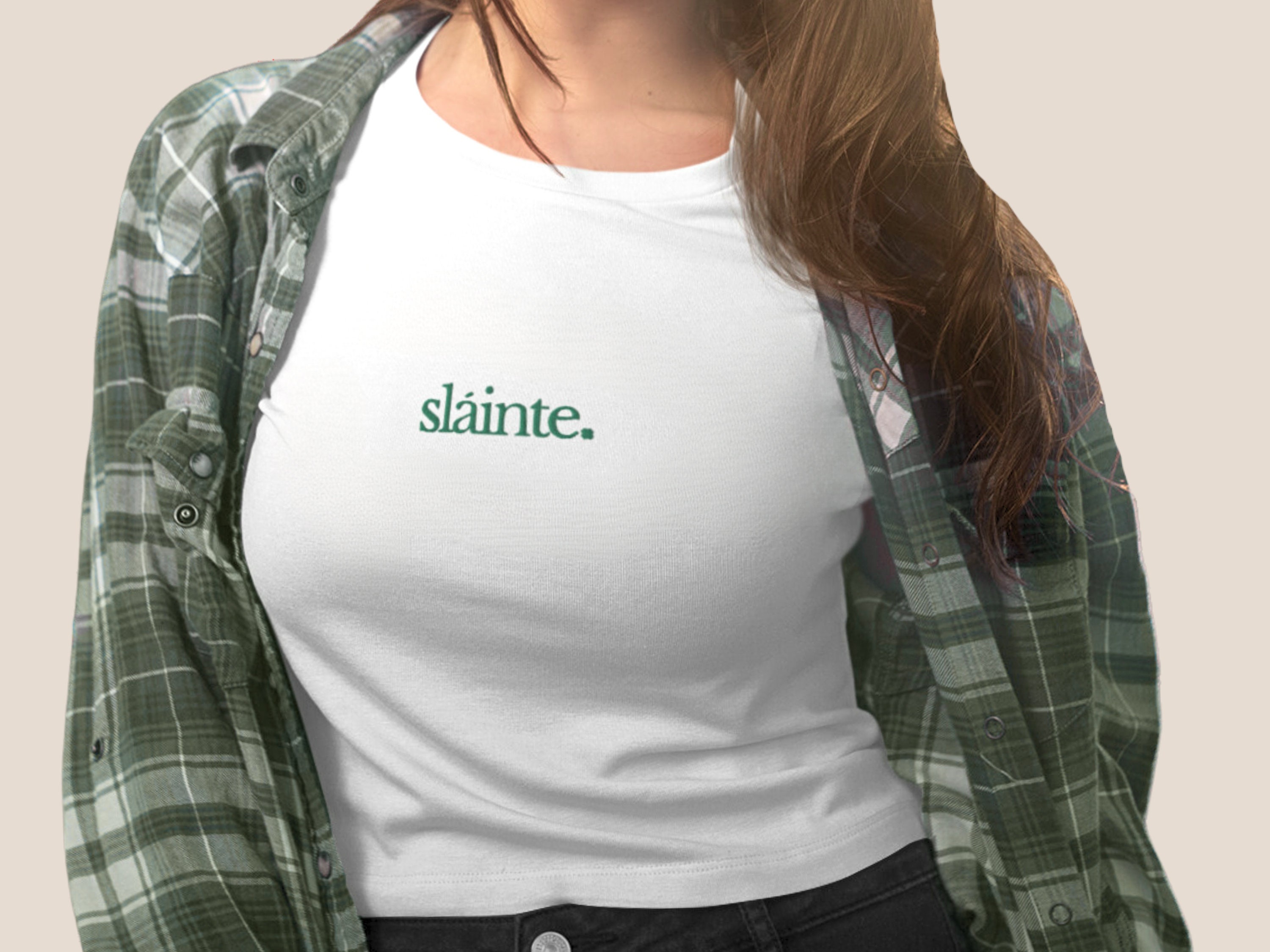 Minimalist Slainte Embroidered Crop Top Tee St Patrick's Day Irish ...