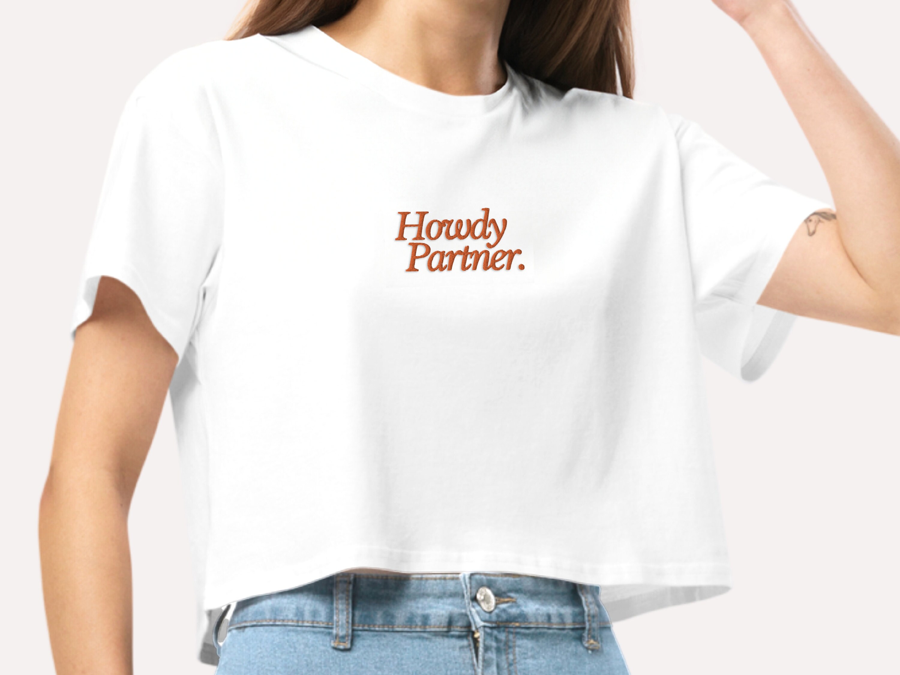 Minimalist Embroidered Howdy Crop Top - Western Crop Top, Howdy Partner ...