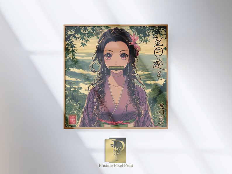 Nezuko Demon Slayer Art Anime Girl Print Ukiyo-e Woodblock Tapestry ...