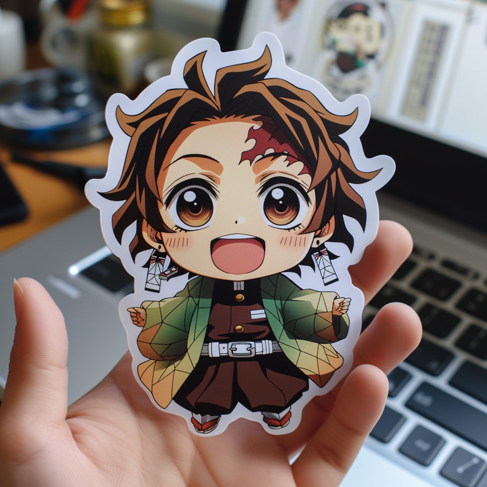 Cute Anime Sticker Gift Demon Slayer Tanjiro Chibi Decal for Kids Gift ...