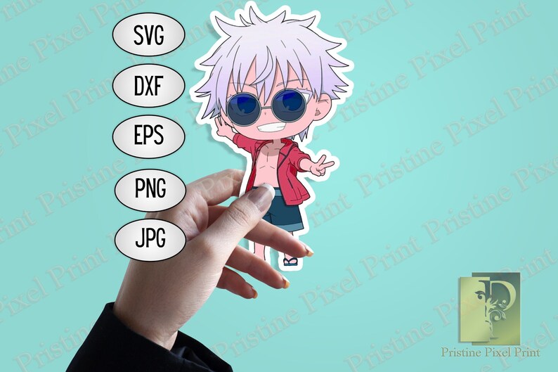 Adorable Anime Sticker SVG, Jujustu Kaisen Decal, Satoru Gojo Chibi ...