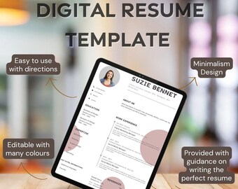 Printable & Digital CV / Resume Template for Word or Google Docs. Easy ...