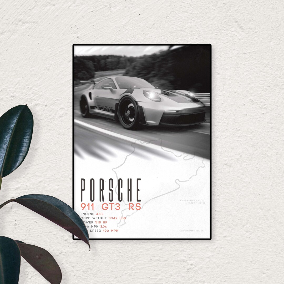 Porsche GT3 RS Car Poster - Digital Print GT3 RS Poster - Porsche ...