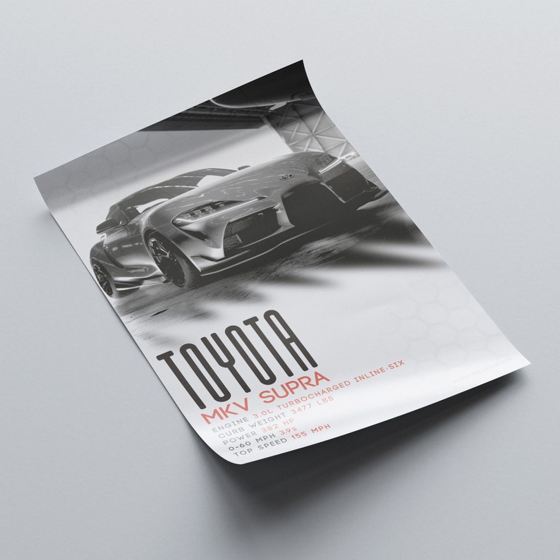 Toyota Supra Car Poster - Digital Print Supra Poster - Toyota Poster ...