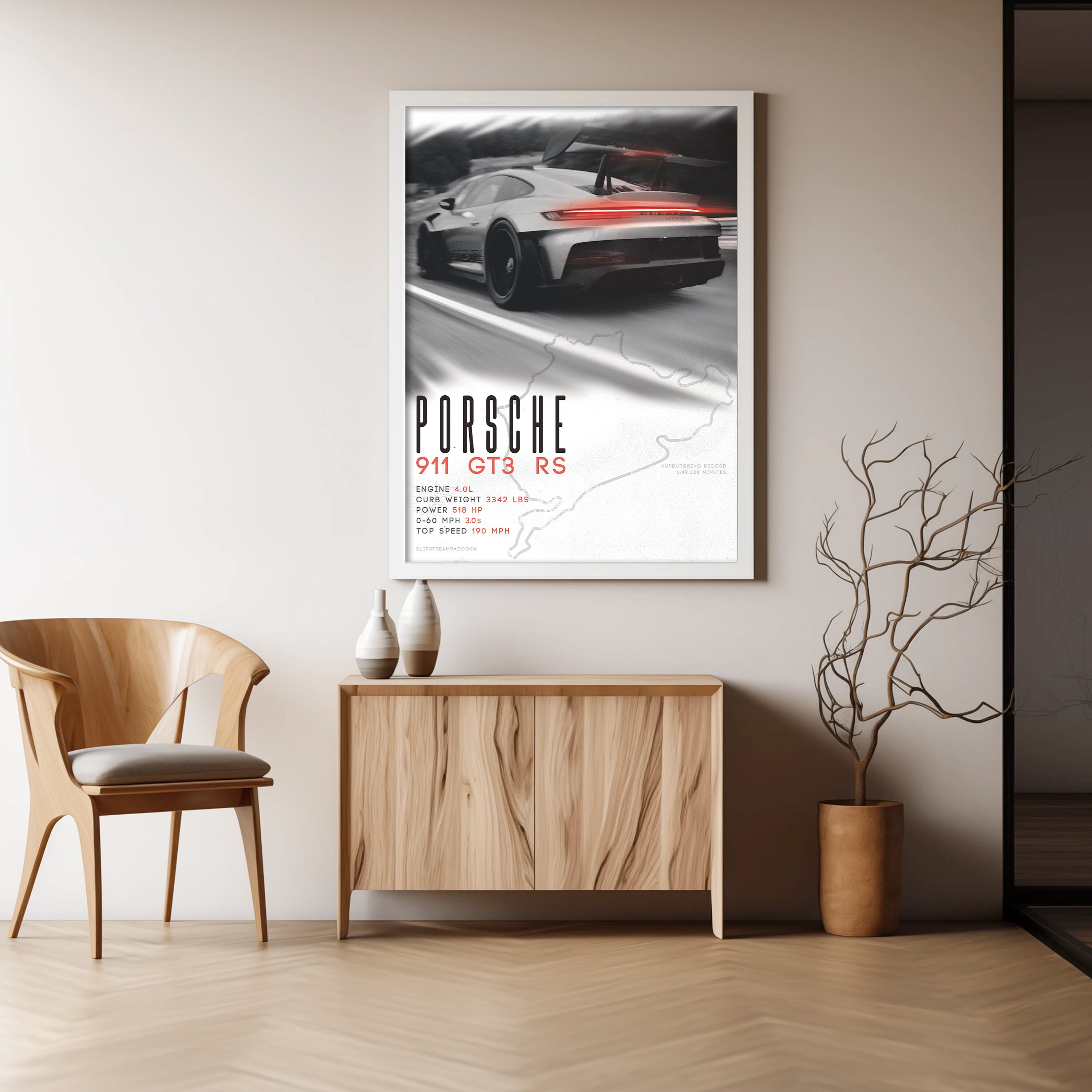 Porsche GT3 RS Car Poster Digital Print Downloadable File Porsche ...