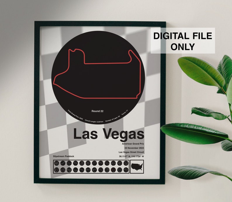 Las Vegas F1 Track Poster Formula One Poster - Las Vegas 2024 F1 ...